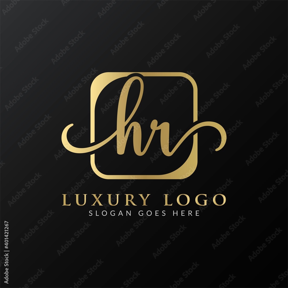 Vetor de HR Logo Design Vector Template. Initial Luxury Letter HR ...