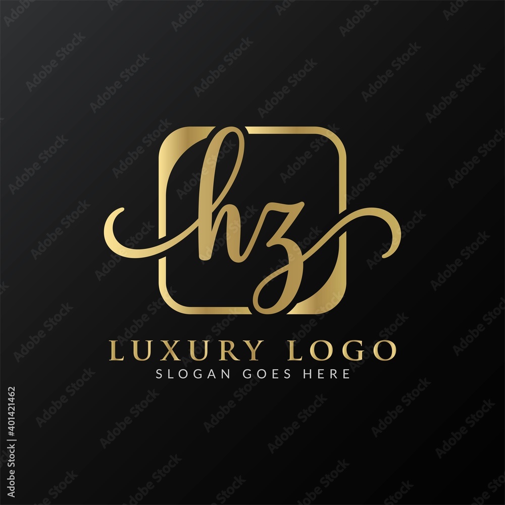 HZ Logo Design Vector Template. Initial Luxury Letter HZ Vector ...