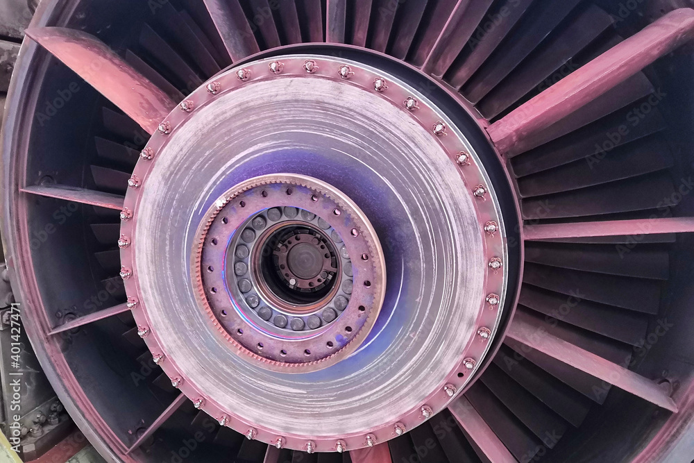 Gas turbine rotor interior, marine engine, metal diffuser Stock Photo ...