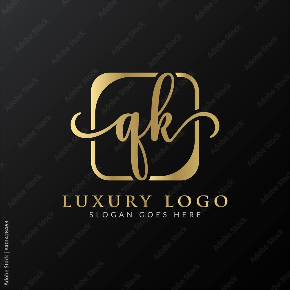 Initial Letter QK Logo Design Vector Template. Modern Luxury QK Letter ...
