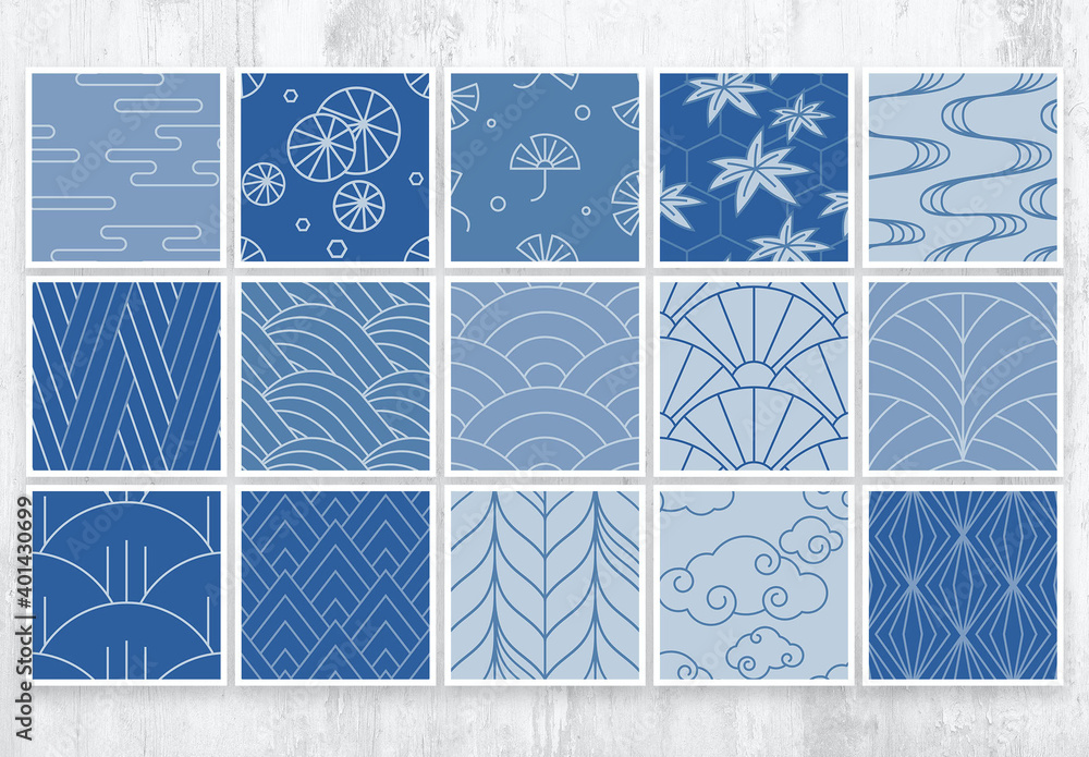 Modern Asian Style Patterns Set Stock Template | Adobe Stock