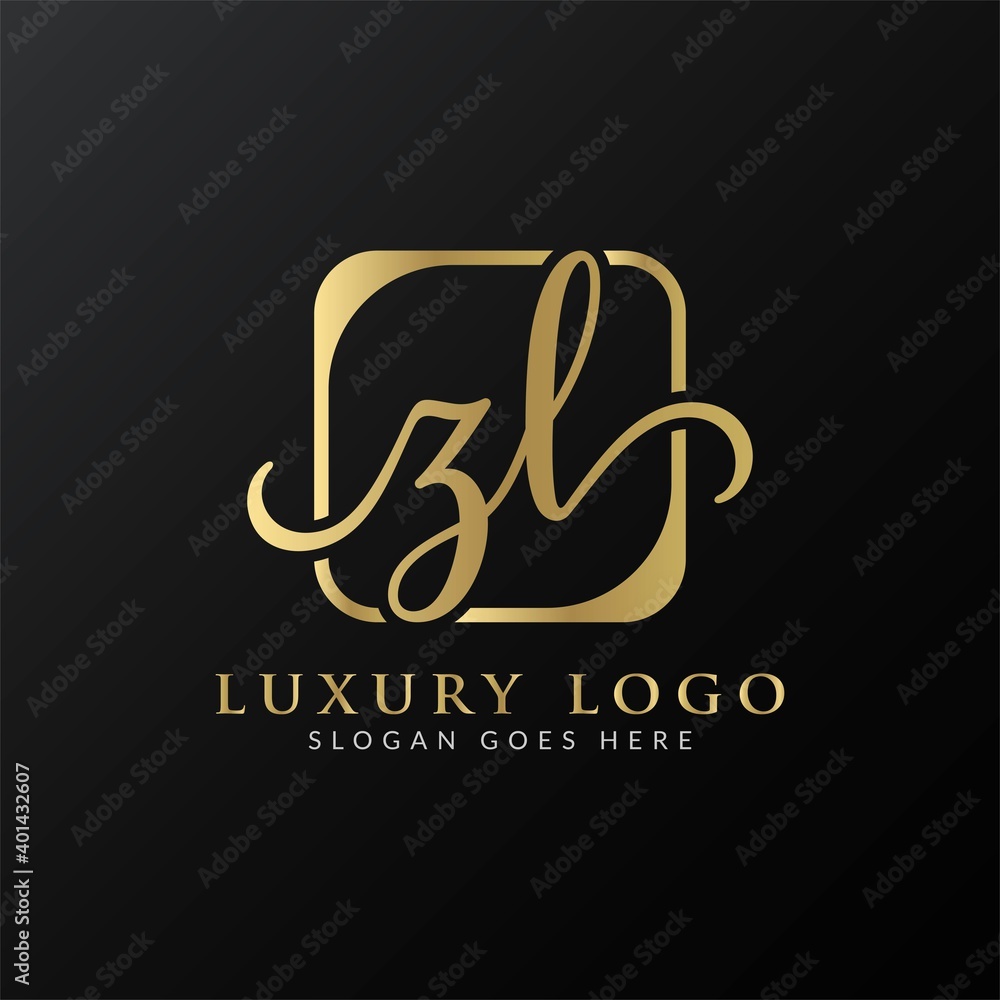 Vetor de ZL Logo Design Vector Template. Initial Luxury Letter ZL ...