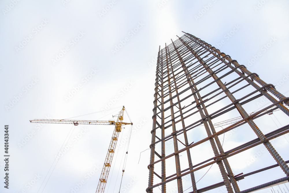 Concrete reinforcement. Rebar frame for monolithic construction of ...