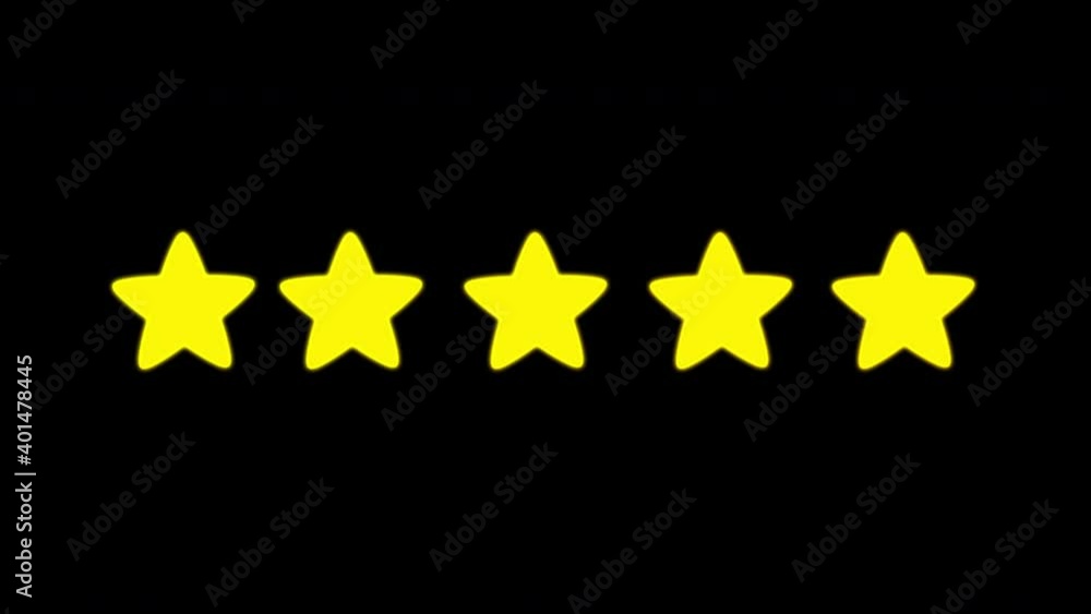 Gold Glow Star Rating Template Animation on Black Background and Green ...