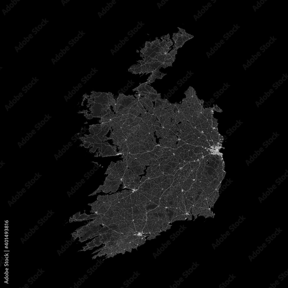 Ireland map. Road map of Ireland. It includes all roads of the country ...