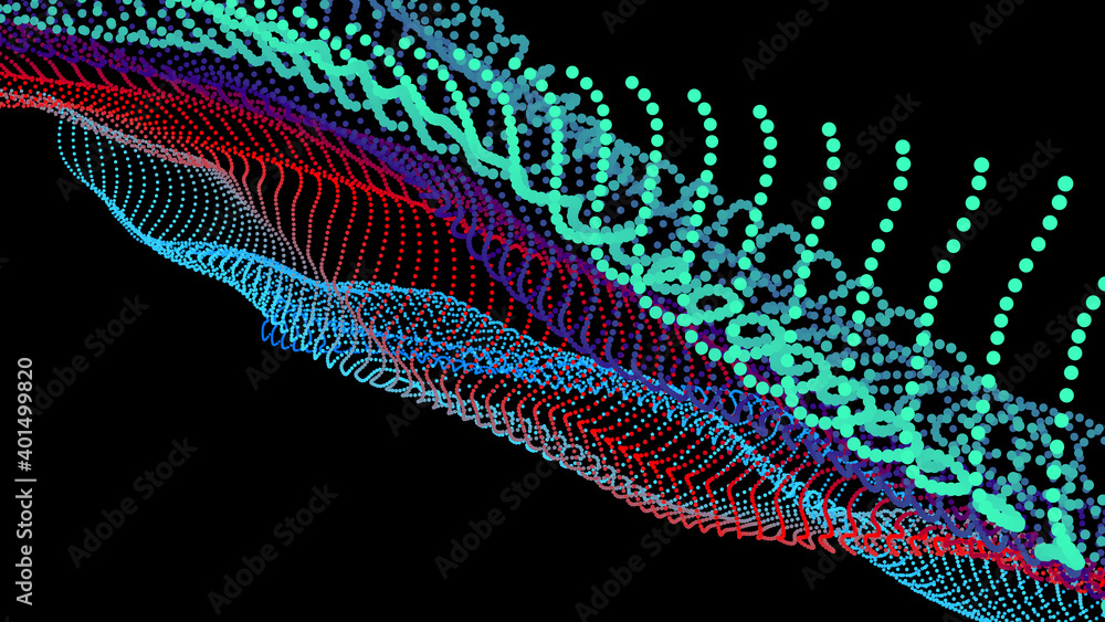 Node 3d Data Array Dots Organized To Network Data Flow Deep Big