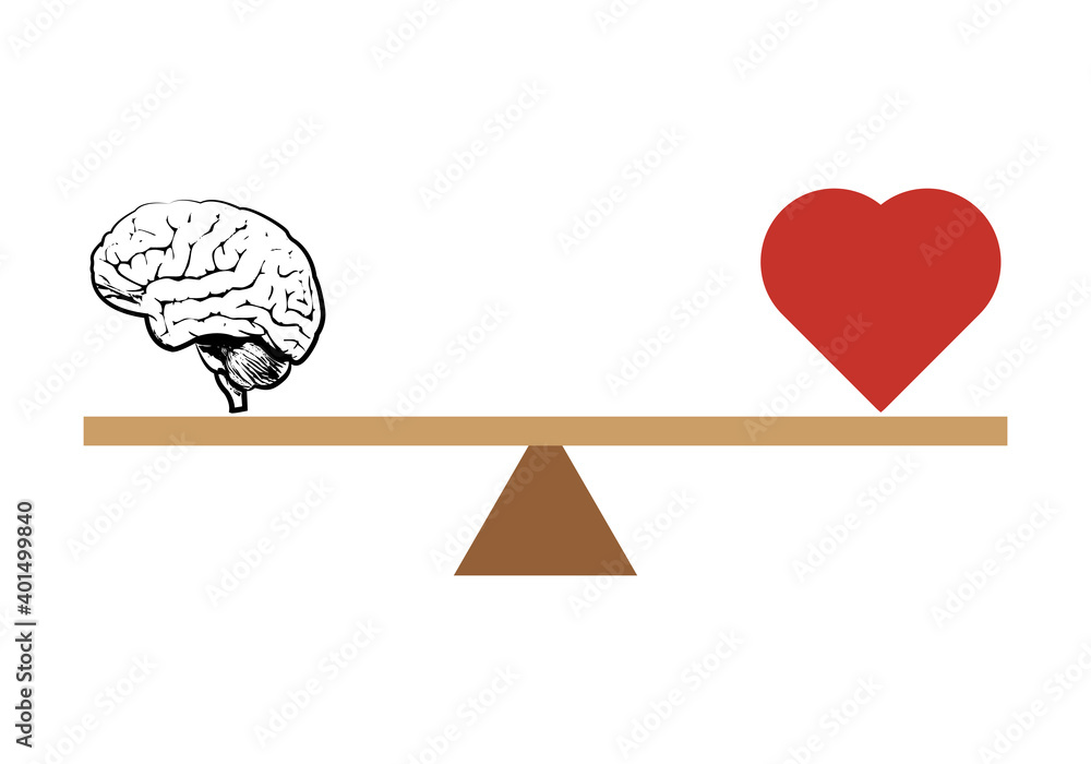 Balanza equilibrada entre corazón y lógica. Stock Vector | Adobe Stock