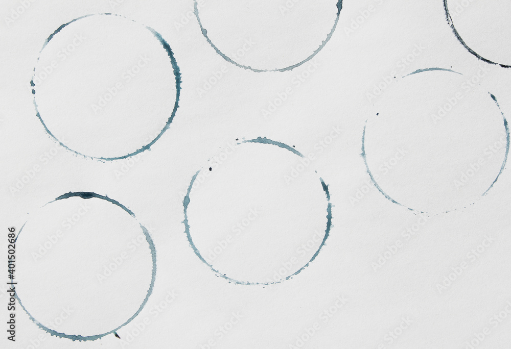 blue shapes of Wine circle and Coffee ring stains. Wine glass marks or ...