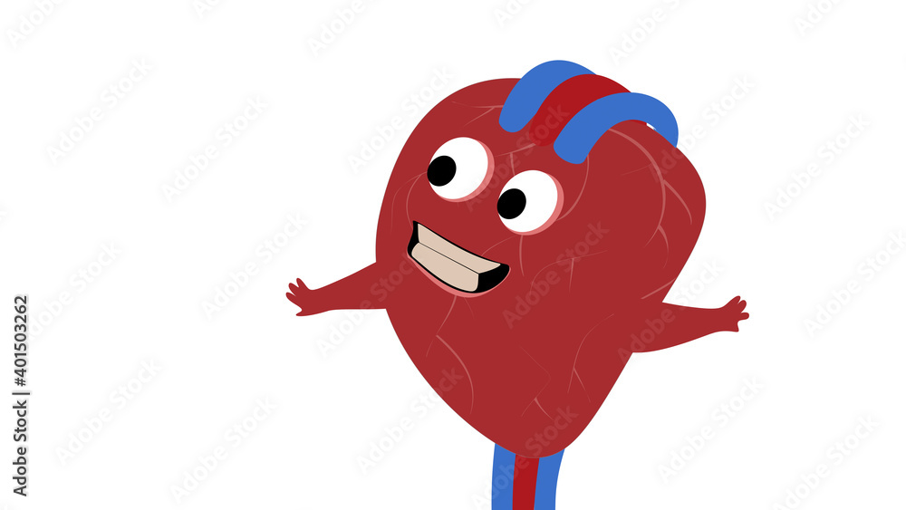 Cartoon human heart organ character icon design illustration. Stock ...