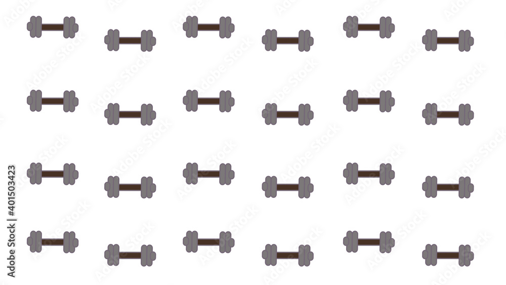 Seamless dumbbells and kettlebell pattern on white illustration. Stock ...