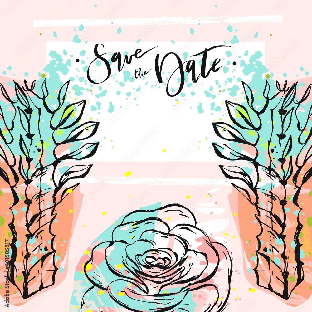 Hand drawn vector abstract creative unusual universal save the date ...
