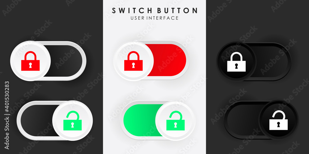 Minimalist Switch Button Lock Unlock in Neumorphism Design. Simple ...