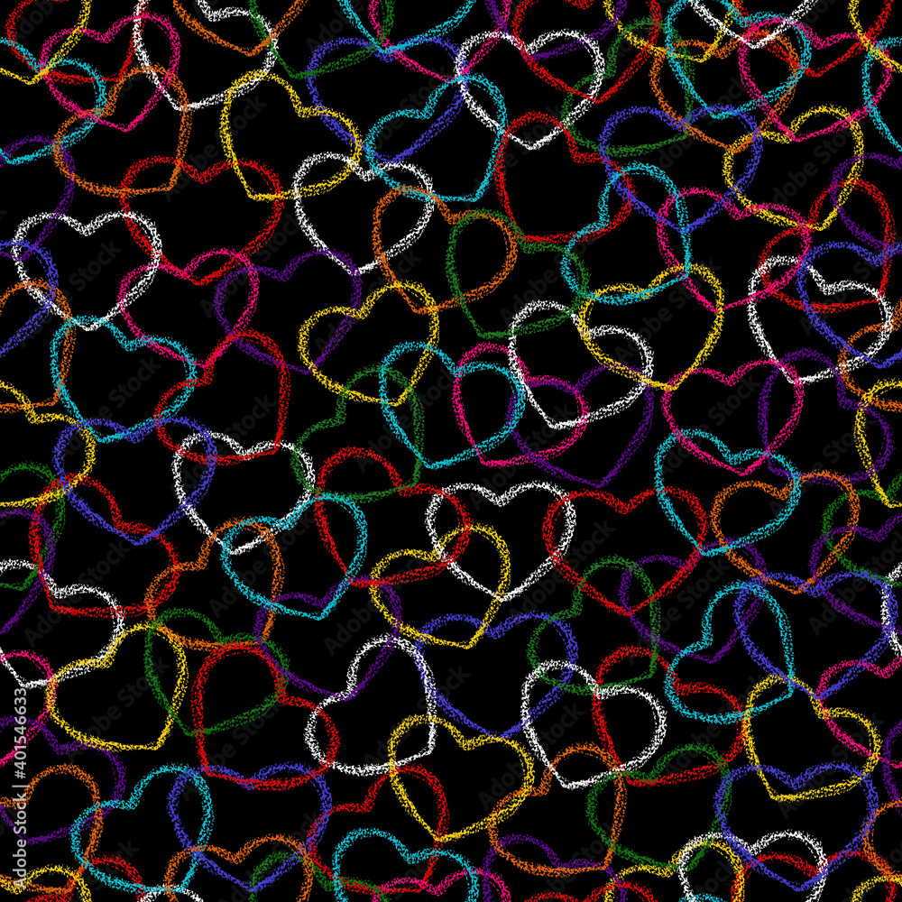 Chalk heart pattern. Crayon style heart print. Children drawing hand ...