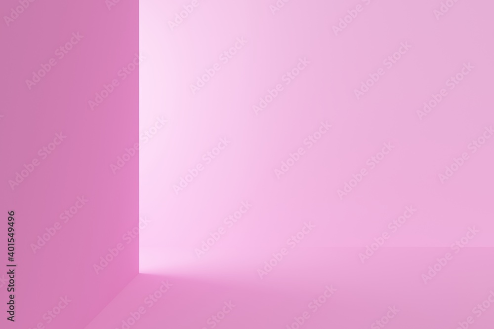 Pink room with light from the entrance. Backdrop design for product ...