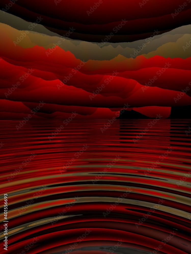 dramatic artic black and red colored sky and clouds transformed into ...