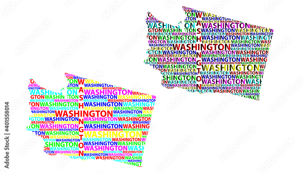 Sketch Washington (state) (United States of America) letter text map ...