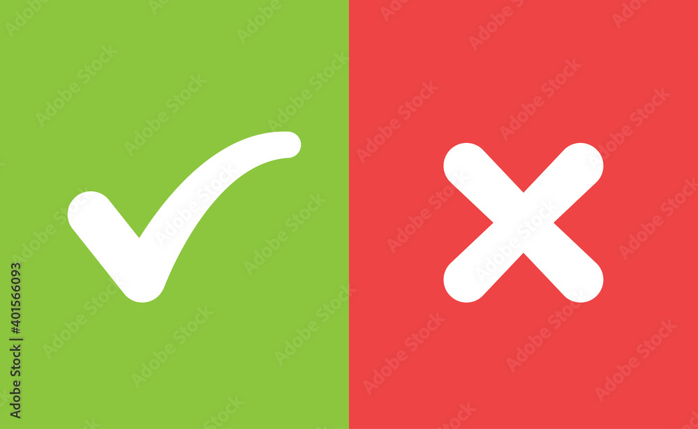 Check mark icons. Green tick and red x. Symbols of approval. Stock ...