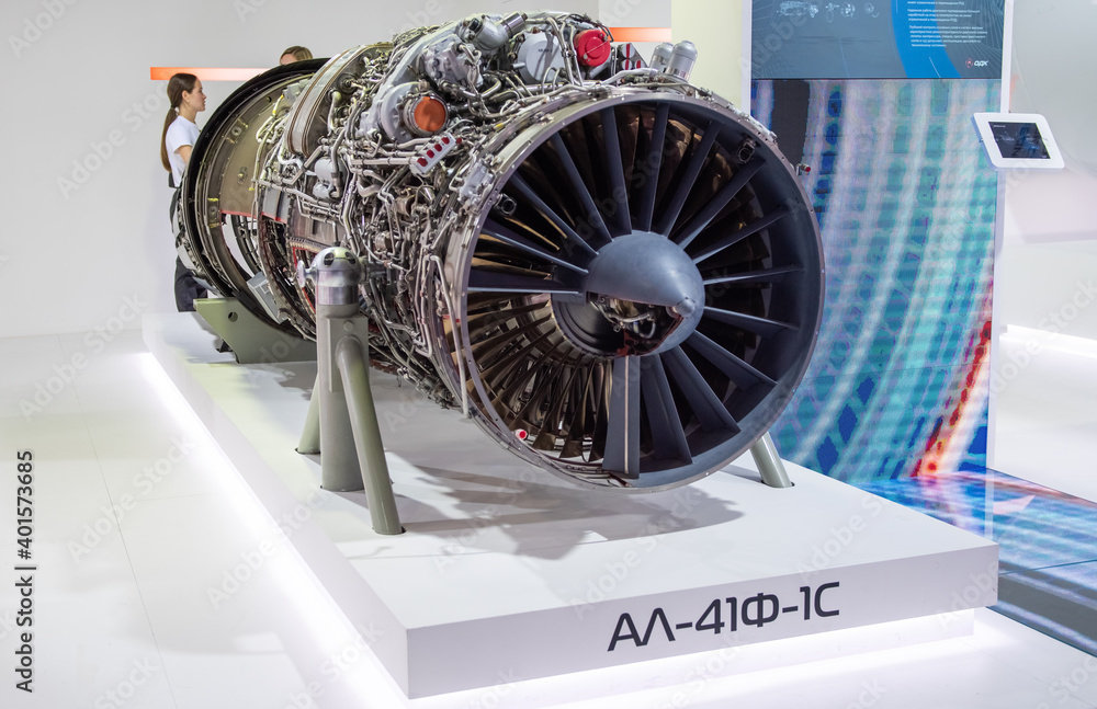 Foto de August 31, 2019, Moscow region, Russia. Aircraft turbojet ...