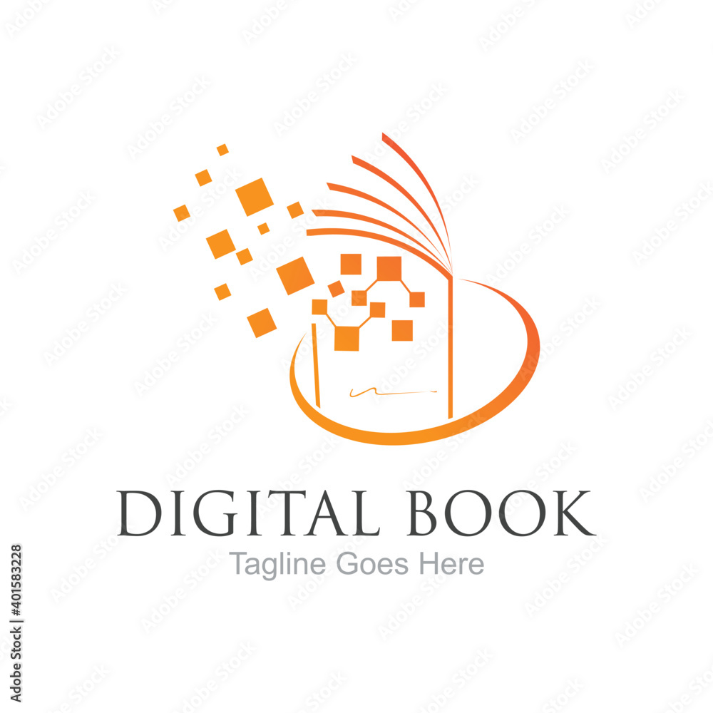 Digital book logo technology vector icon design Stock Vector | Adobe Stock