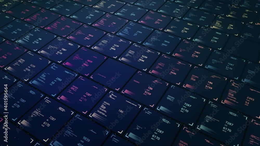 Vidéo Stock Abstract running numbers and graphics on digital computer monitor. Animation ...