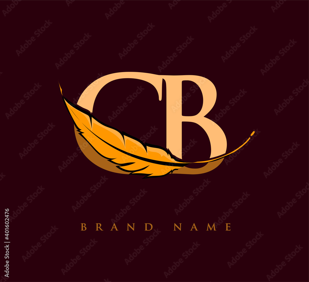 Initial letter CB logo with Feather Company Name, Simple and Clean ...