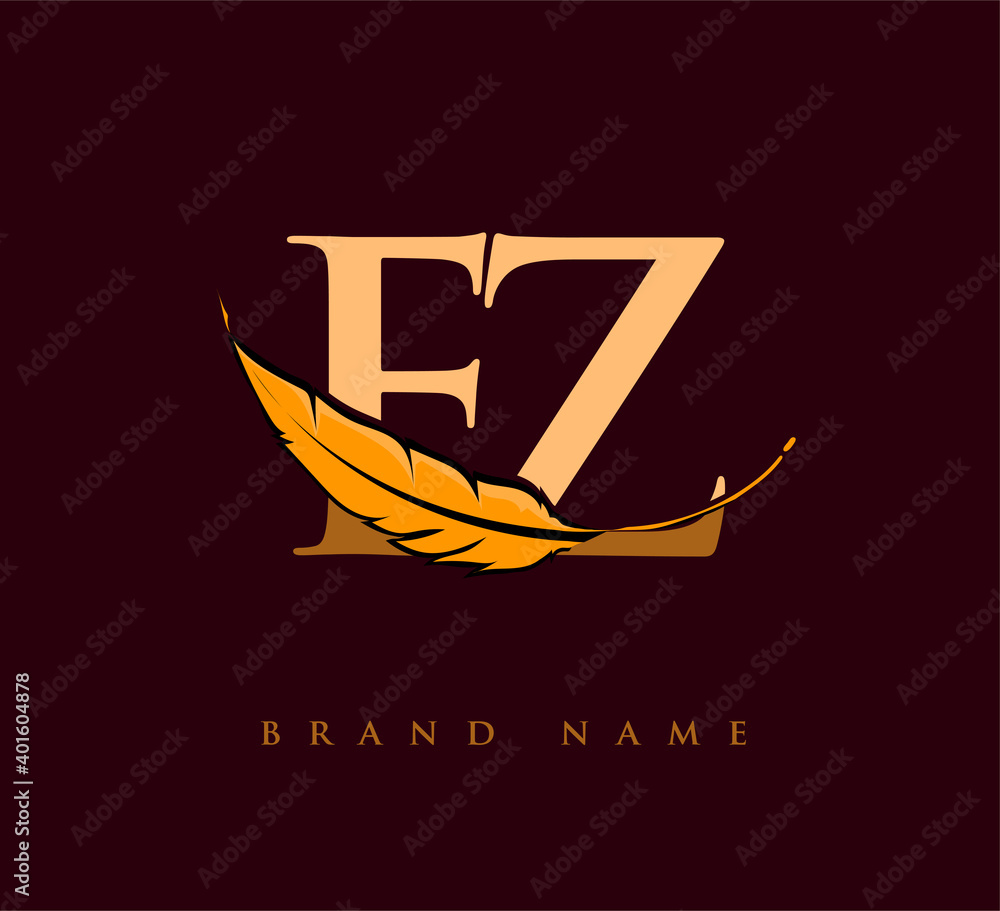 Initial letter EZ logo with Feather Company Name, Simple and Clean ...