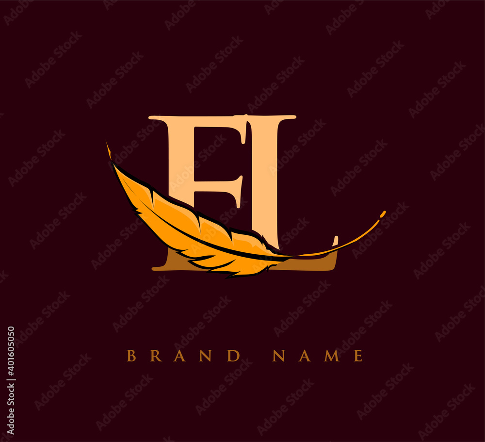 Initial letter FL logo with Feather Company Name, Simple and Clean ...