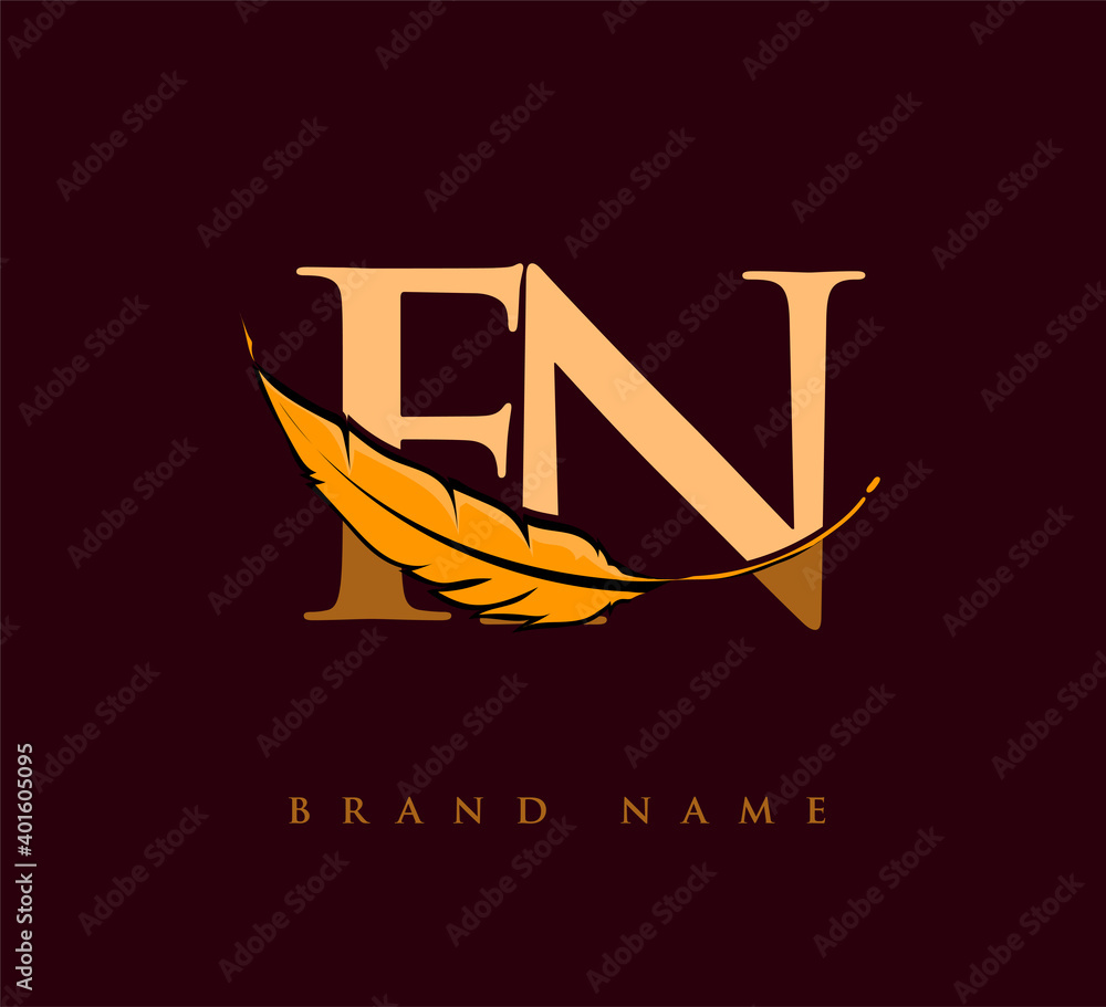 Initial letter FN logo with Feather Company Name, Simple and Clean ...