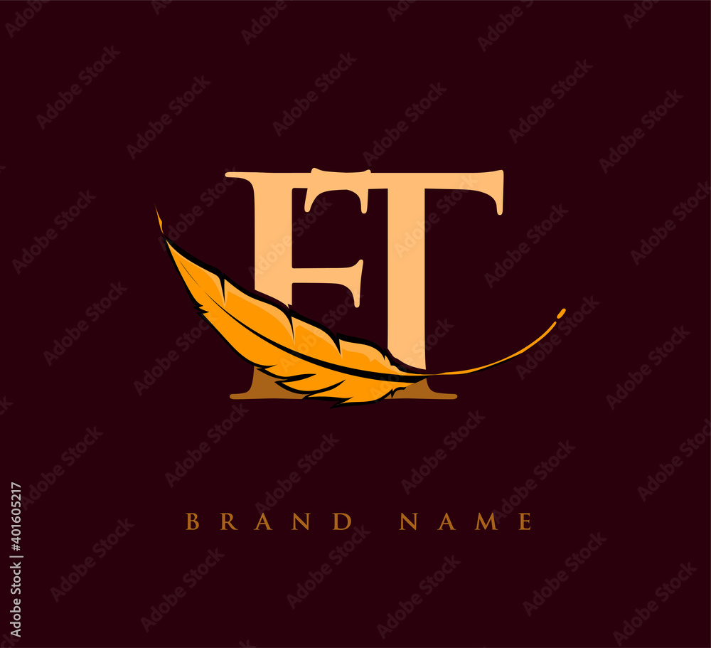 Initial letter FT logo with Feather Company Name, Simple and Clean ...