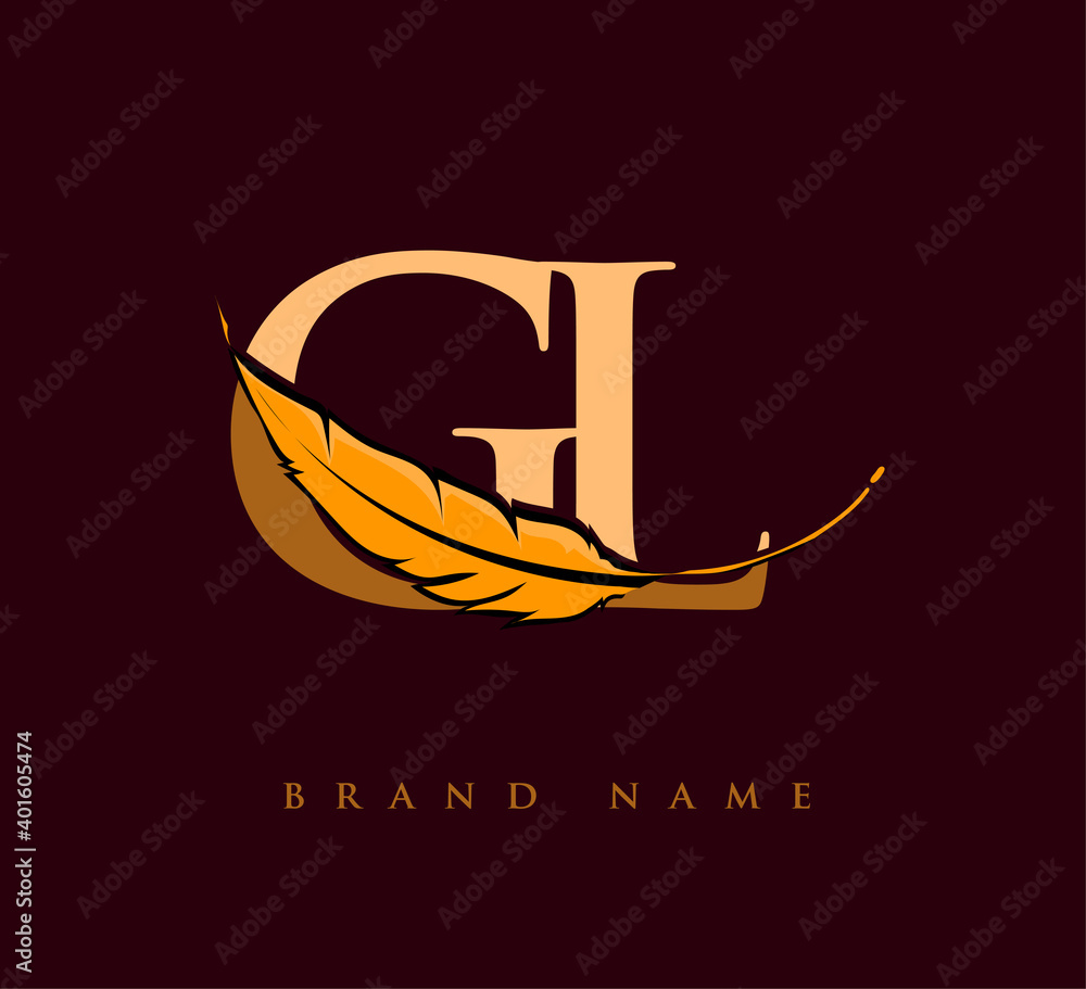 Initial letter GL logo with Feather Company Name, Simple and Clean ...