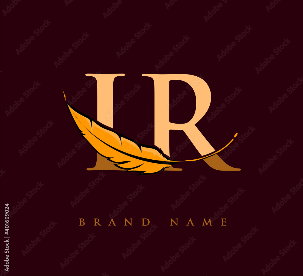 Initial letter LR logo with Feather Company Name, Simple and Clean ...