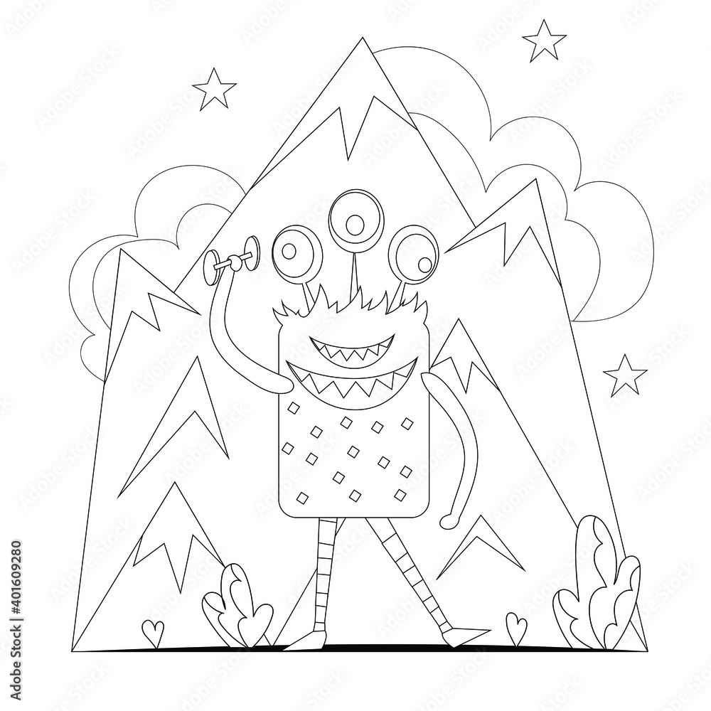 Cute monsters aliens for coloring pages. Bundle of decorative design ...