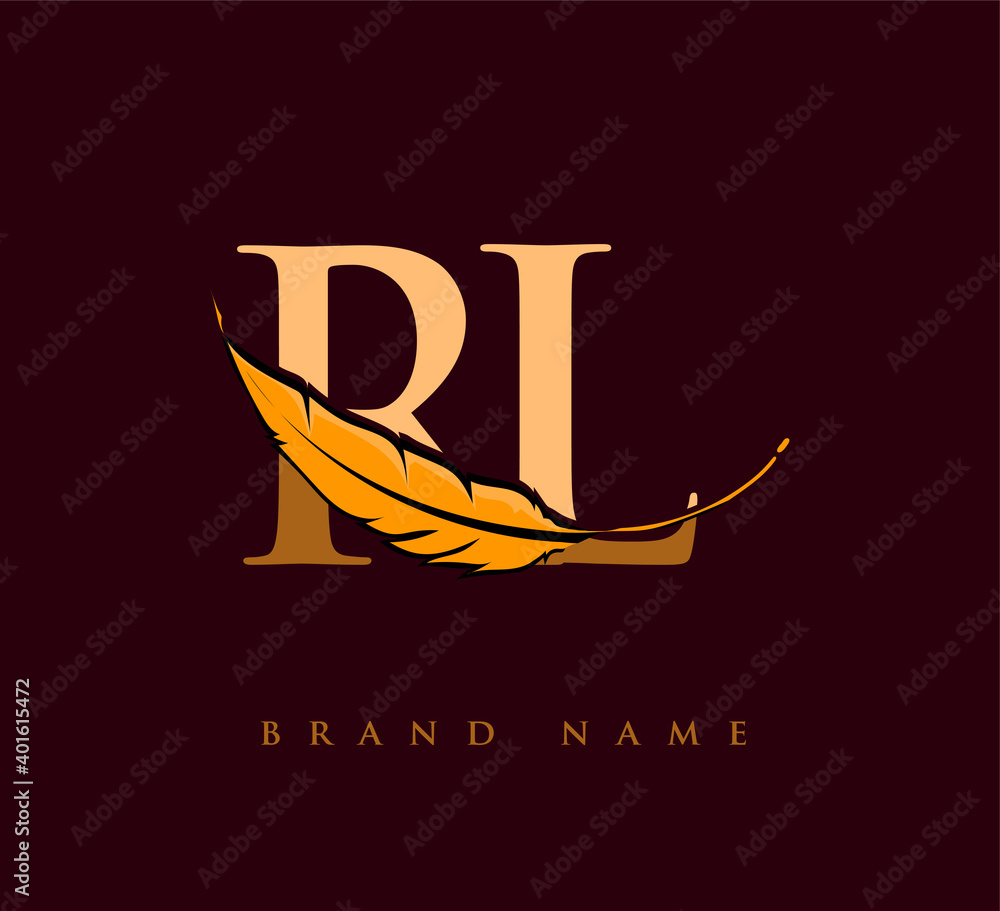 Initial letter RL logo with Feather Company Name, Simple and Clean ...