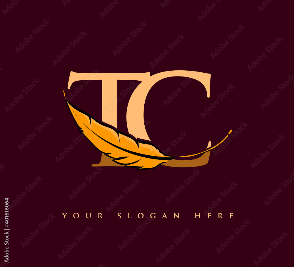 Initial letter TC logo with Feather Company Name, Simple and Clean ...