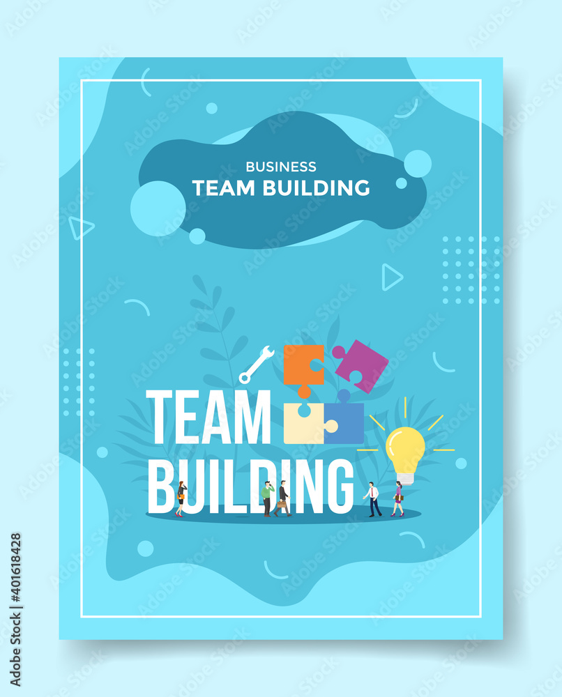 business team building people around word team building piece puzzle ...