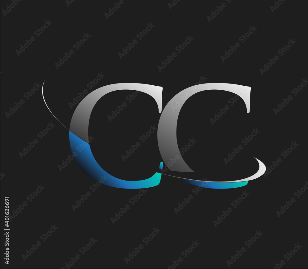 Vecteur Stock CC initial logo company name colored blue and white ...