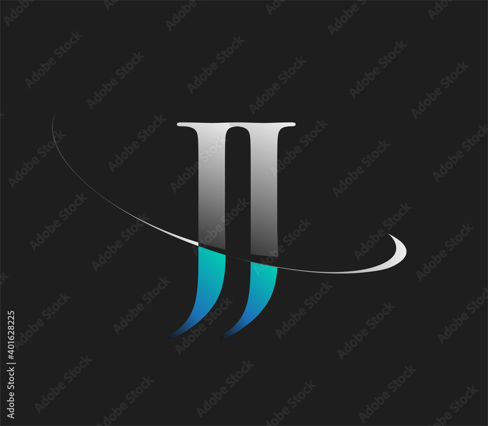 JJ initial logo company name colored blue and white swoosh design ...