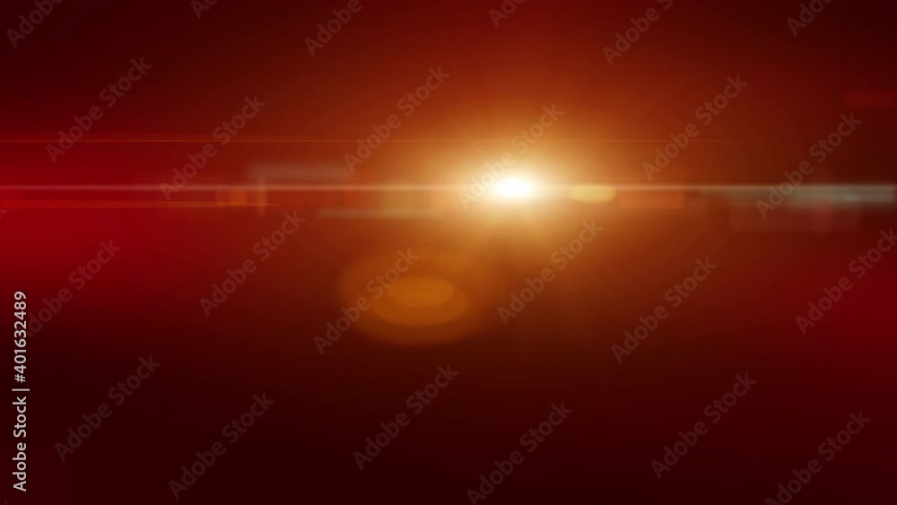 Bright red light shining with lens flare. Presentation shine effect ...