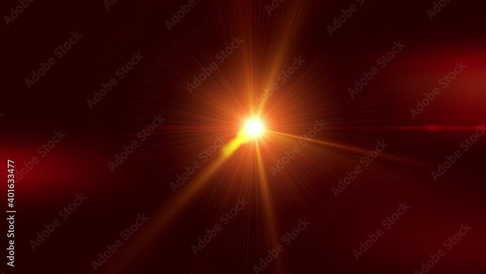 Bright red light shining with lens flare. Presentation shine effect ...