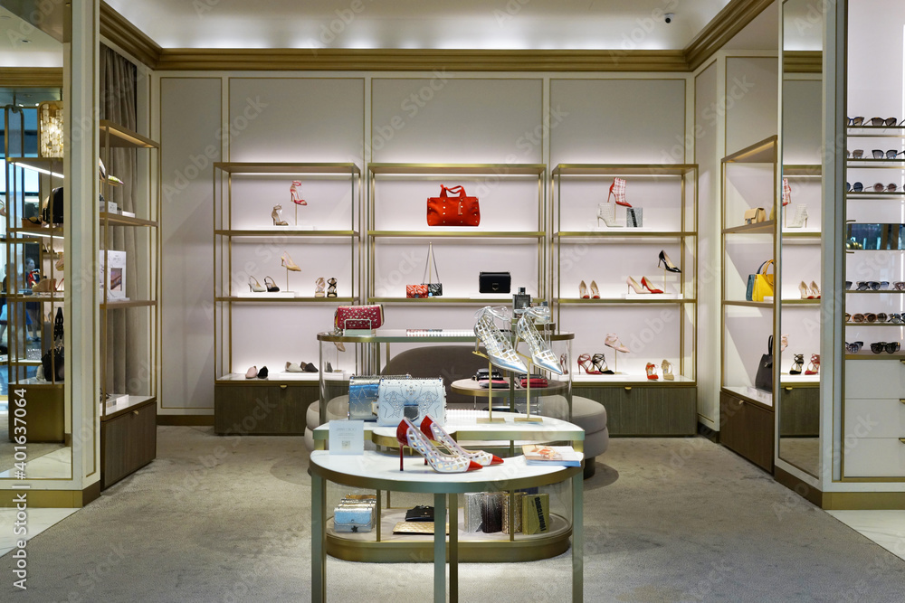 Interior of Jimmy Choo Store in Marina Bay Sands Mall Singapore. A ...