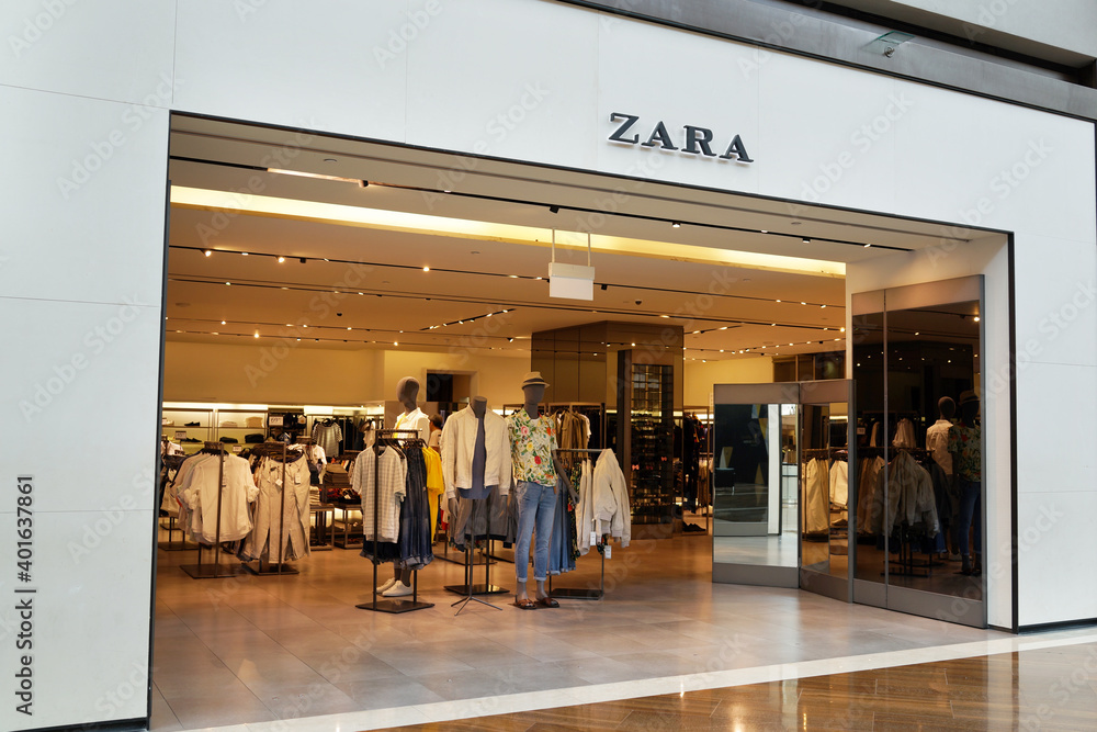ZARA fashion store in Marina Bay Sands Shopping Mall Singapore. Zara is ...