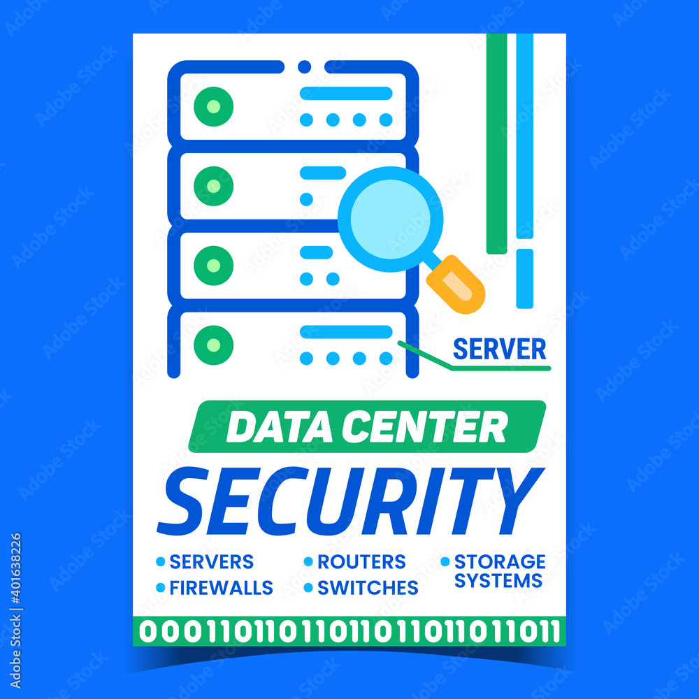 Data Center Security Creative Promo Poster Vector. Servers And ...