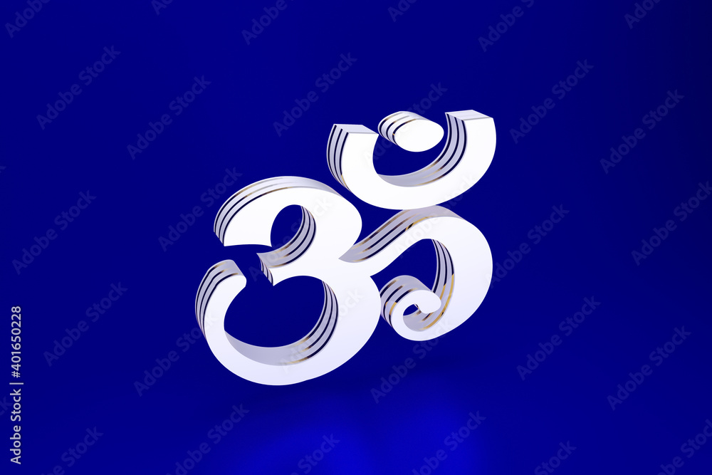 3d Om Aum Symbol On Royal Blue Background For Mediation Mandir Temple ...