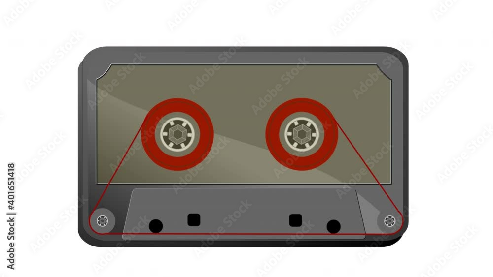 Cassette tape animation. Transparent audio cassette. Magnetic ...