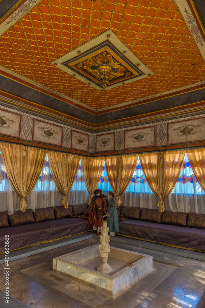 decoration of Divan Chamber in Khan's Palace (Hansaray) in Bakhchisaray ...