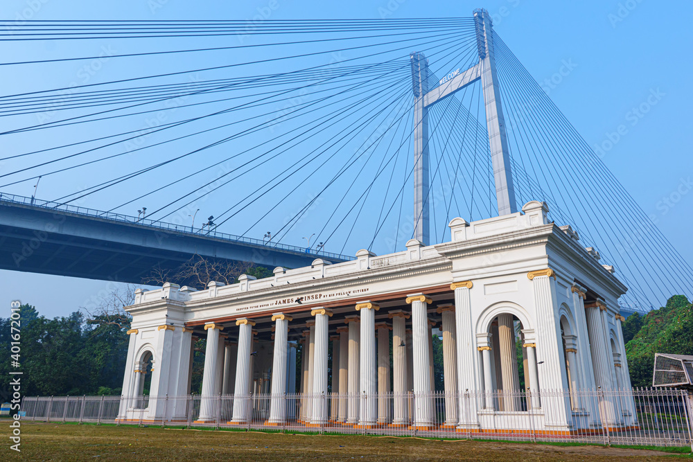 View of Prinsep Ghat, an important heritage place located in Kolkata ...
