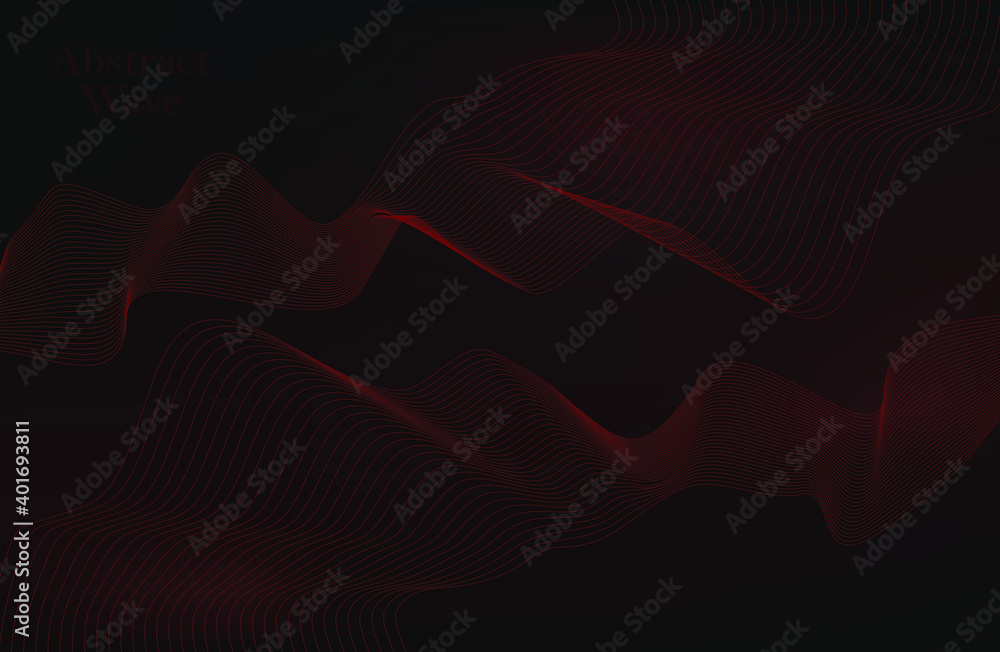 sound wave in space . red background and wave. vector illustration ...