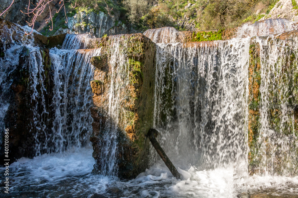 Source of the river Almonda, coming to the surface from the caves under ...