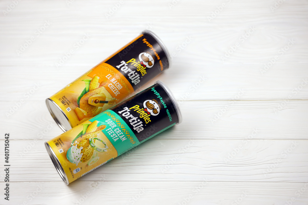 Pringles cylinder tubes with Tortilla el nacho cheese and sour cream ...