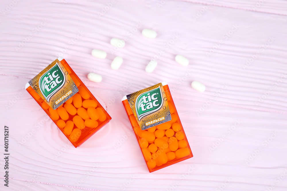Tic tac drops with orange flavour. Tic tacs are manufactured by Italian ...